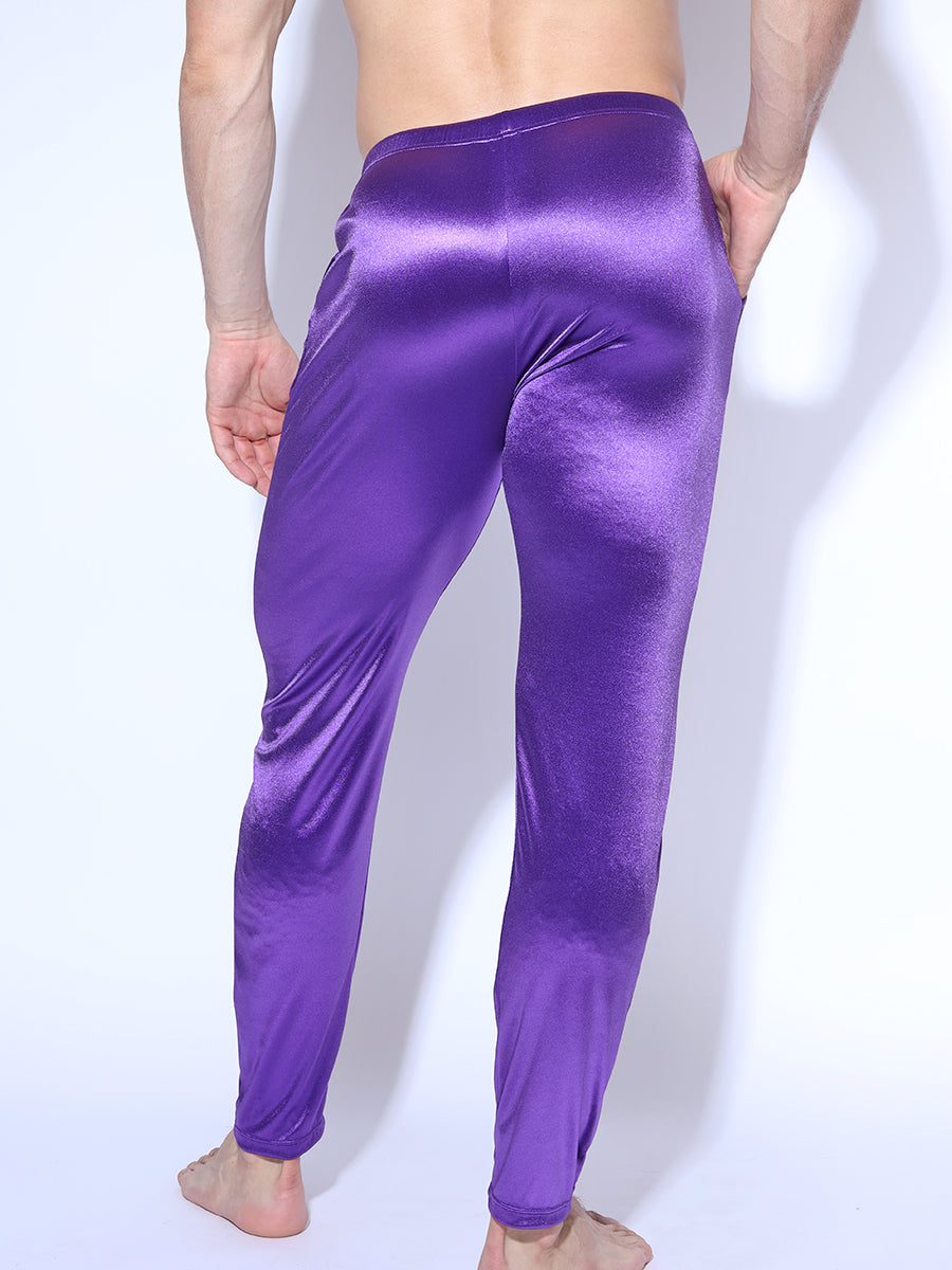 Men's Purple Satin Lounge Pant - Stylish Pants for Men - XDress UK