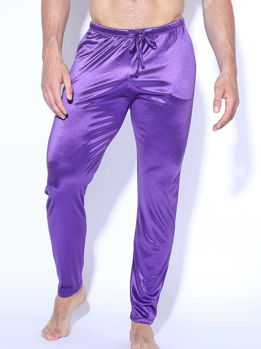 Men's Purple Satin Lounge Pant - Stylish Pants for Men - XDress UK