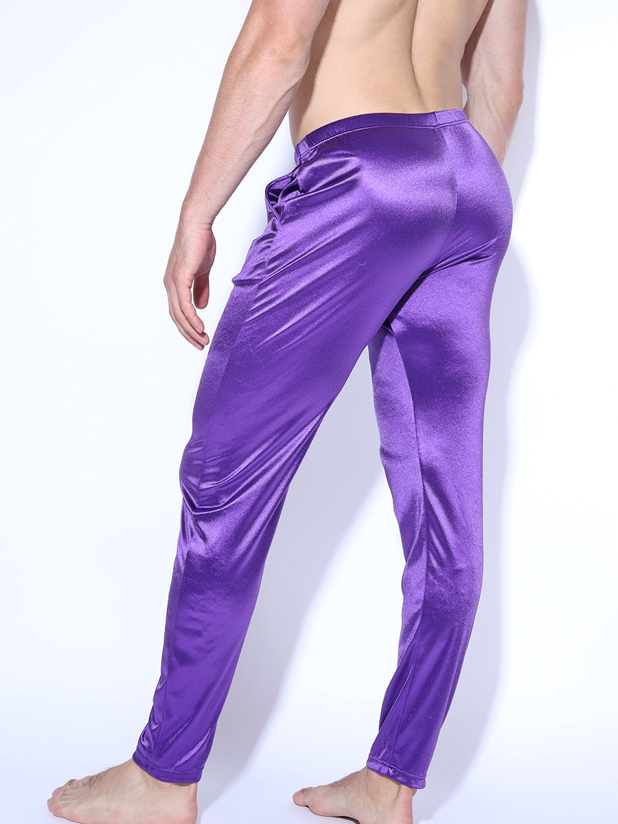 Men's Purple Satin Lounge Pant - Stylish Pants for Men - XDress UK